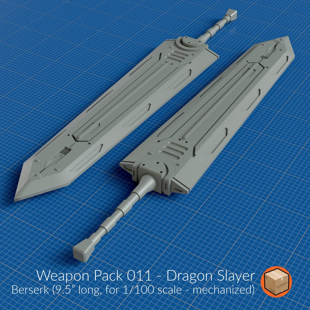 Weapon Pack 011 – Dragon Slayer Sword | 9.5" & 6.5" Mech Greatsword for ...