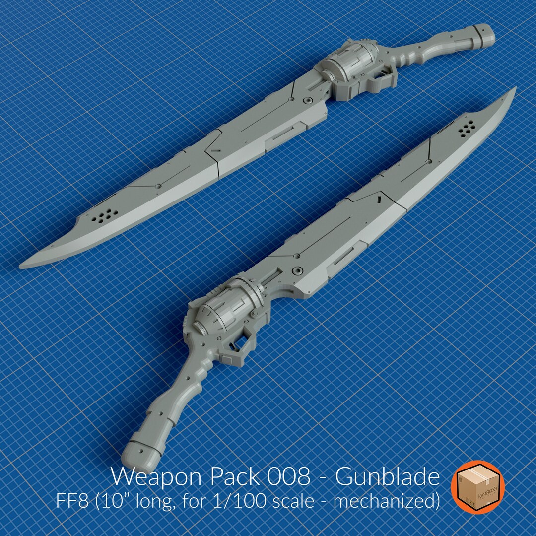 1/100 & 1/144 Mecha Gunblade Weapon Pack 008 | Custom 3D Printed Sword ...