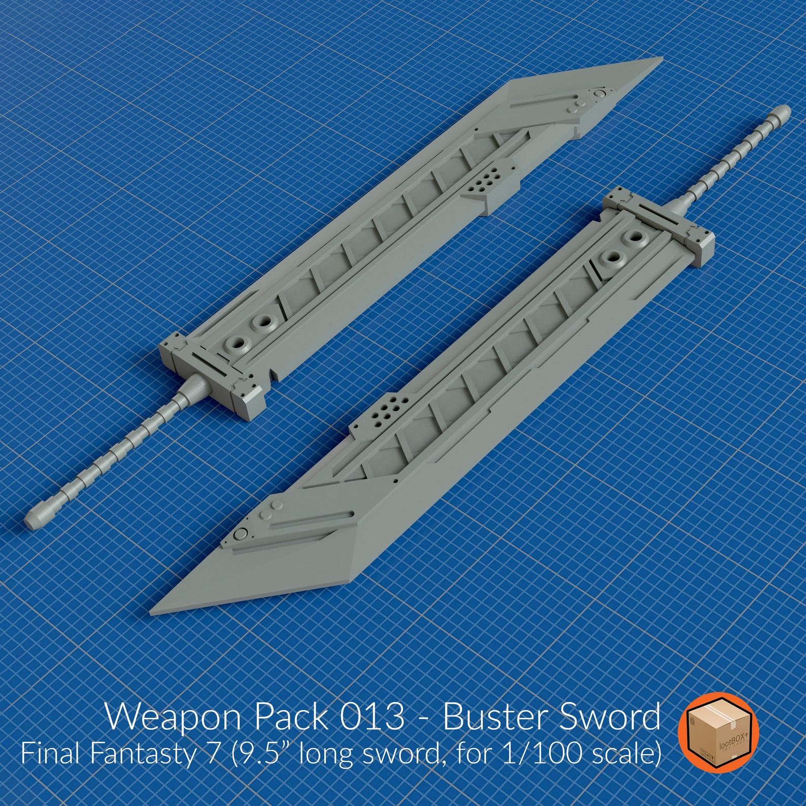 Weapon Pack 013 – Buster Sword | 9.5" & 6.5" Mech Sword for 1/100 | 1/ ...
