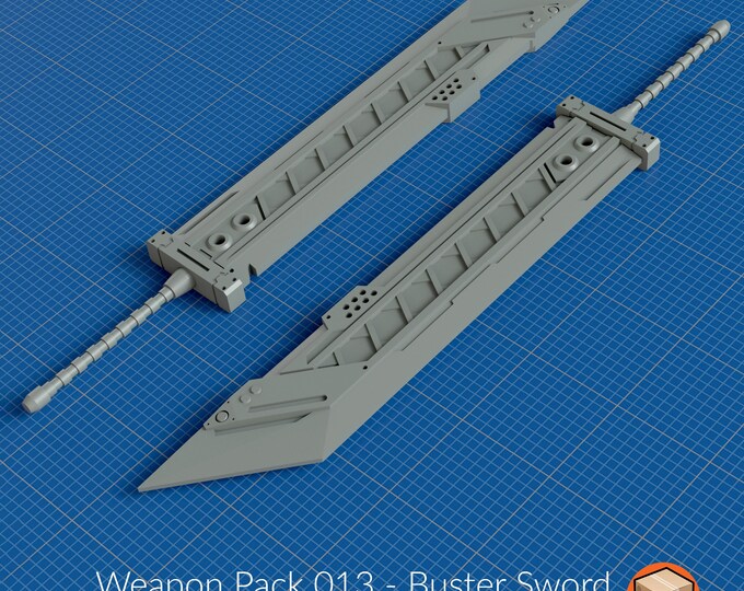 Weapon Pack 013 – Buster Sword | 9.5" & 6.5" Mech Sword for 1/100 | 1/ ...