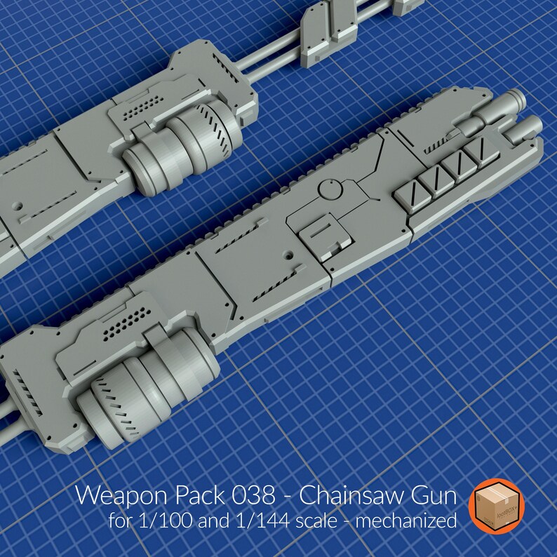 Weapon Pack 038 – Chainsaw Gun | Mecha Weapon | 1/100 & 1/144 Scale ...