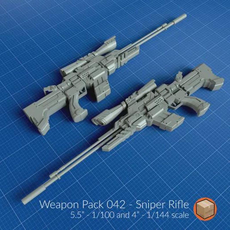 3D Printed Sniper Rifle – 1/100 & 1/144 Scale Mecha Model Kit - Etsy
