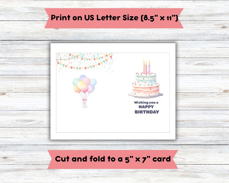 5" X 7" Printable Birthday Card - Etsy