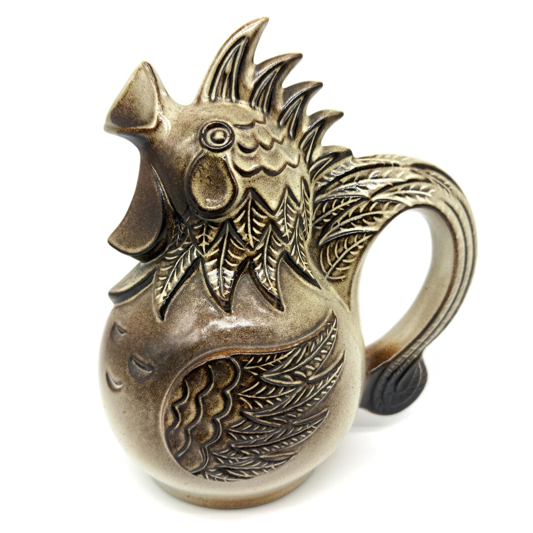 Vintage Ceramic Rooster Jug by Gerzit Germany – Sculptural Pottery Bird ...