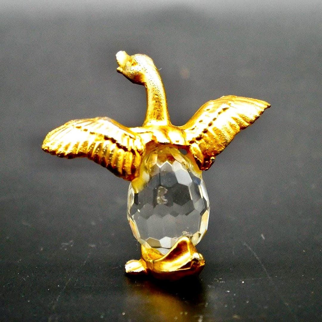 Vintage Swarovski Crystal Miniature Bird - Art Glass Crystal Swan - Etsy
