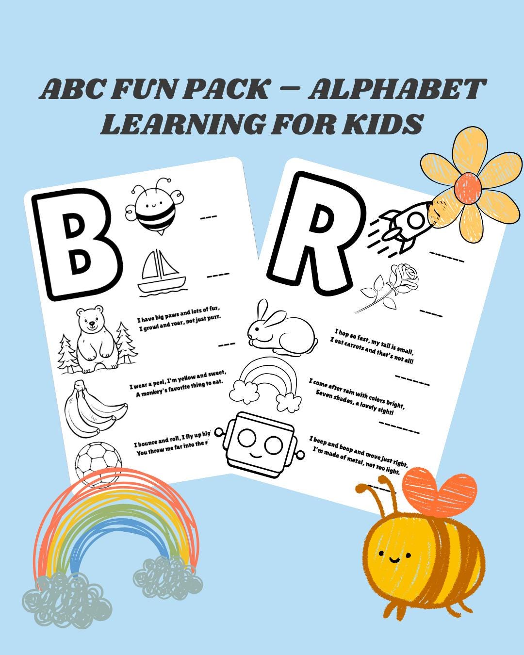 Alphabet Coloring Book: Riddles & Tracing Worksheets (digital Download ...