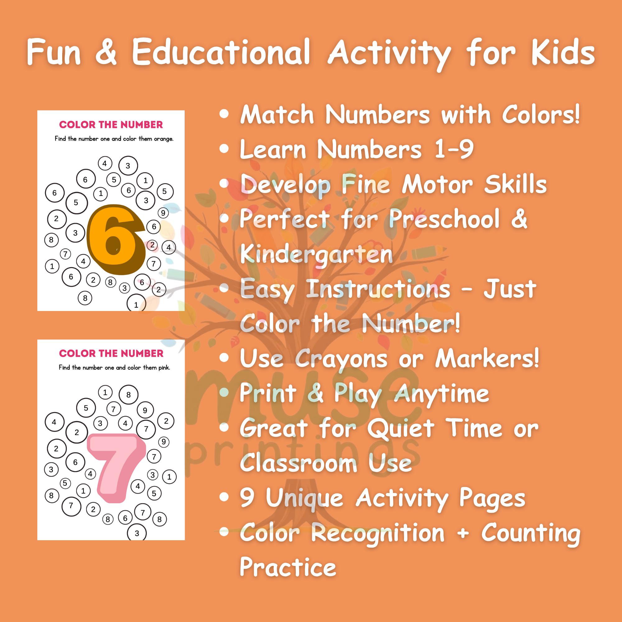 Color by Number Worksheet for Kids – Fun Numbers & Colors Activity PDF ...