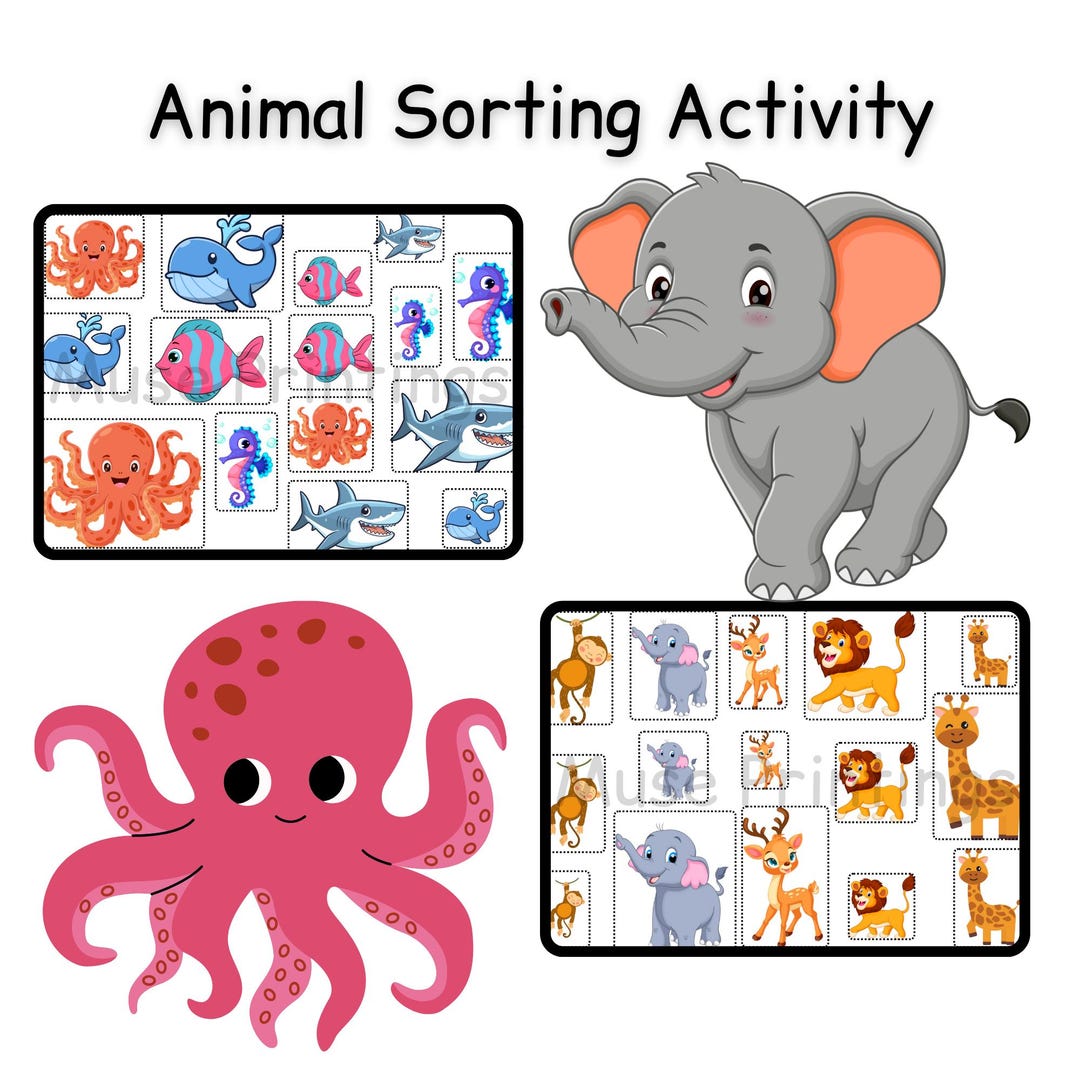 Animal Sorting Activity PDF for Kids – Cut and Paste by Size & Category ...