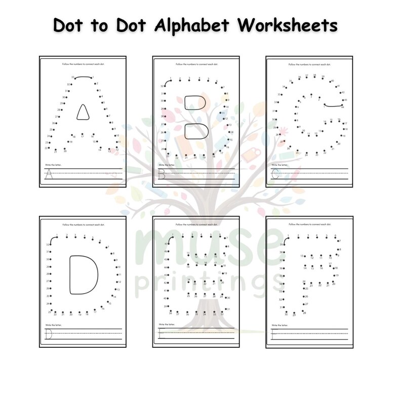 Dot to Dot Alphabet Worksheets | Preschool Tracing and Letter Learning ...