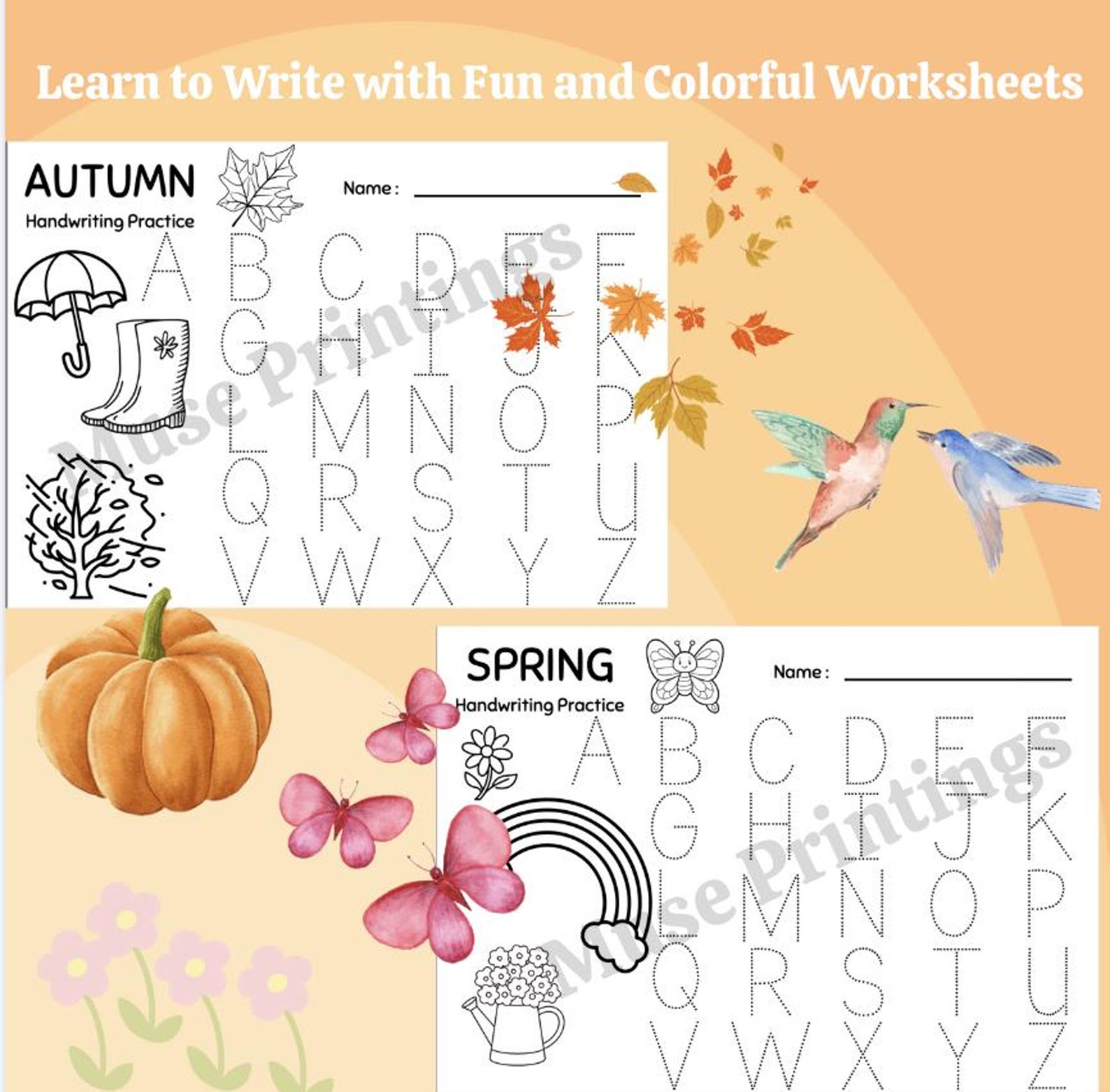 Seasons Activity Pack for Kids – Cut and Paste, Tracing, Coloring ...