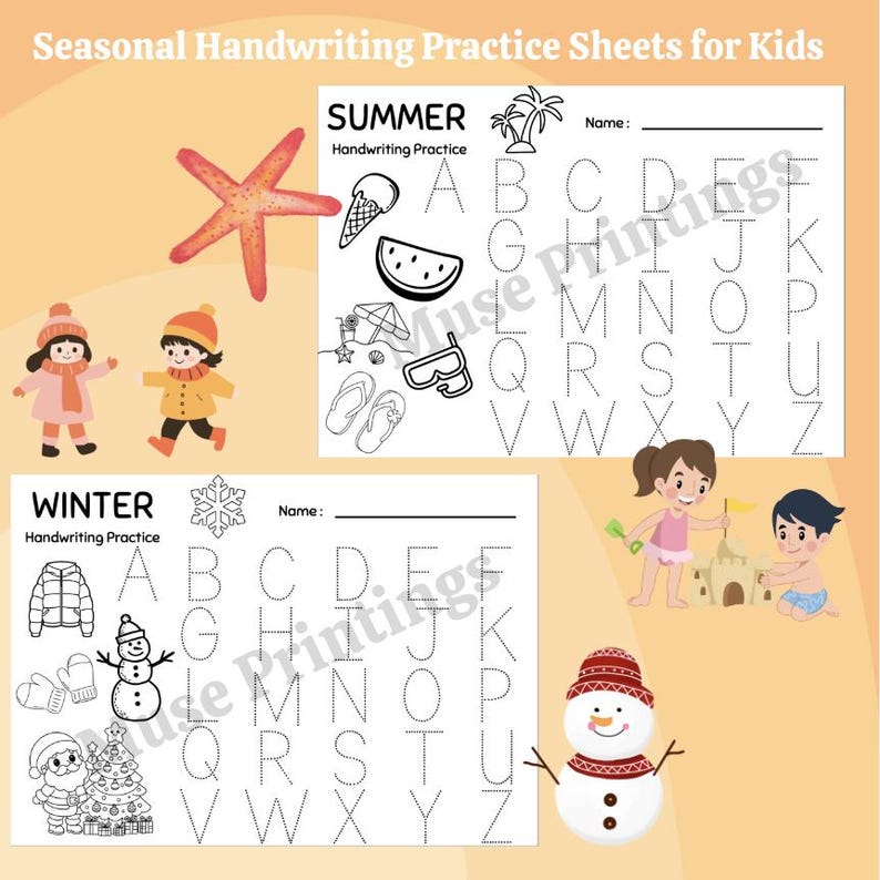 Seasons Activity Pack for Kids – Cut and Paste, Tracing, Coloring ...