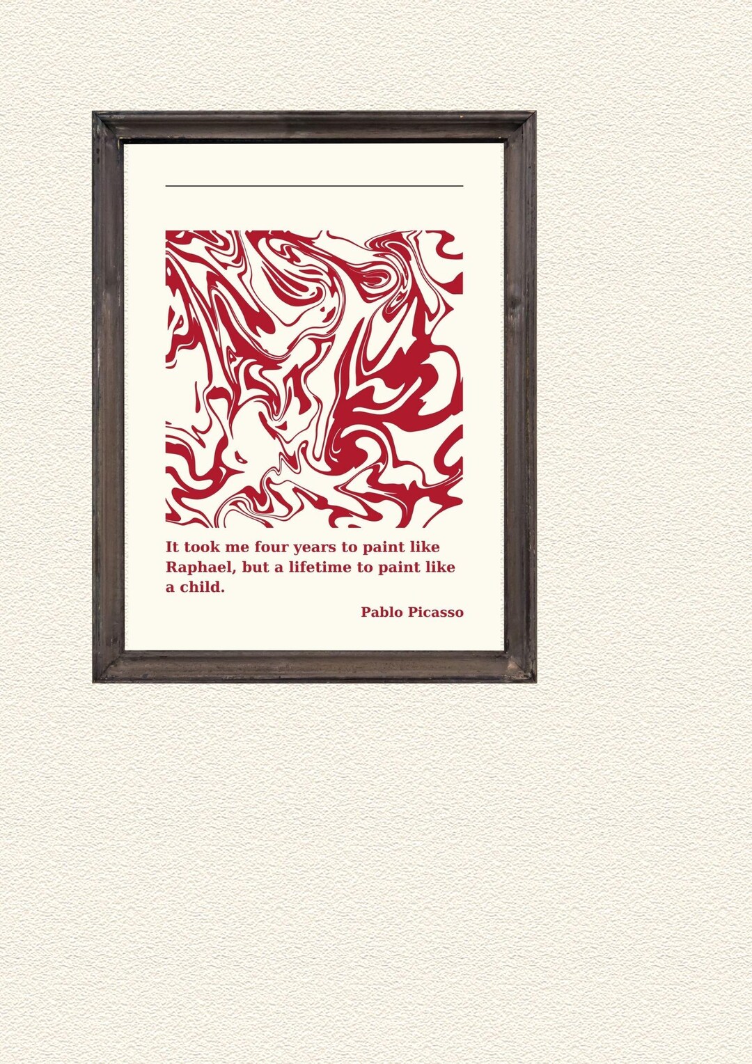 Pablo Picasso Quote Wall Art - Abstract Red Marble Poster ...