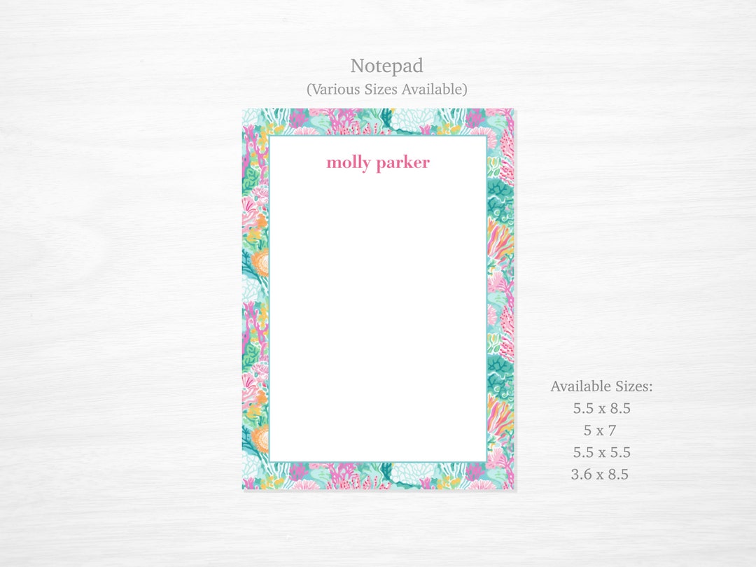 Personalized Preppy Ocean Print Notepad | 4 Sizes to Choose From - Etsy