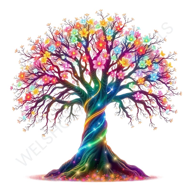 Magical Enchanted Tree Clipart. 12 Rainbow Fantasy Tree Jpgs for ...
