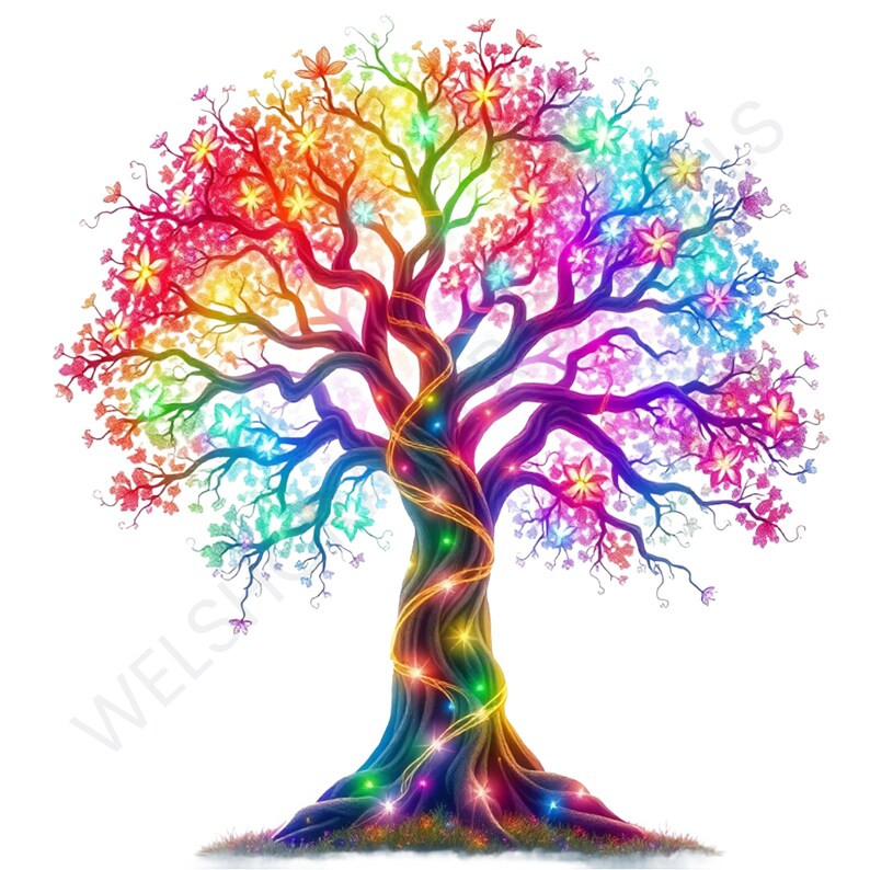 Magical Enchanted Tree Clipart. 12 Rainbow Fantasy Tree Jpgs for ...