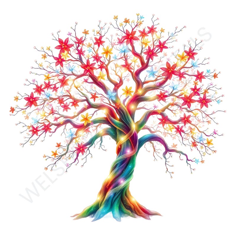 Magical Enchanted Tree Clipart. 12 Rainbow Fantasy Tree Jpgs for ...