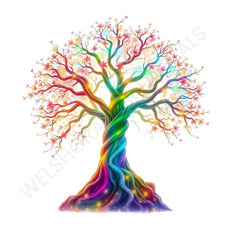 Magical Enchanted Tree Clipart. 12 Rainbow Fantasy Tree Jpgs for ...