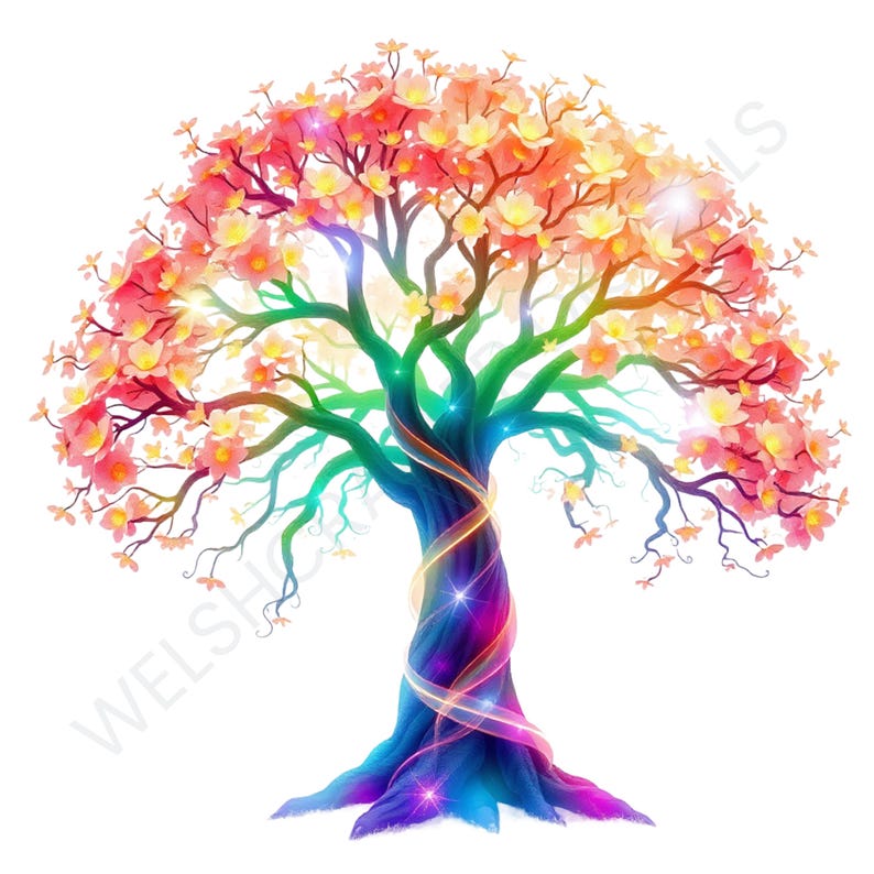 Magical Enchanted Tree Clipart. 12 Rainbow Fantasy Tree Jpgs for ...