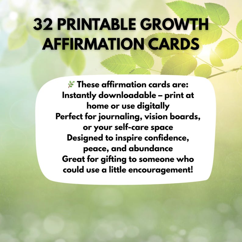 32 Printable Growth Affirmation Cards - Etsy