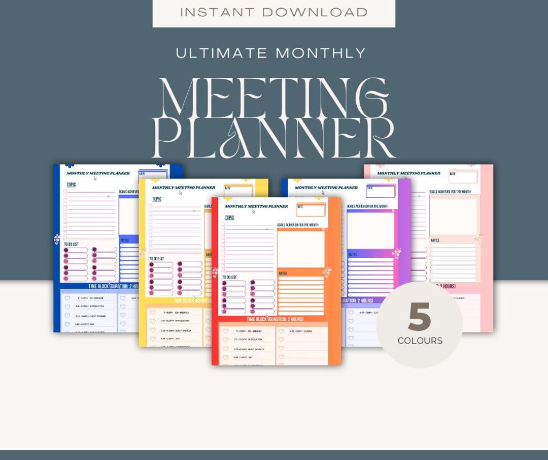 Digital Meeting Planner | Printable & Digital Meeting Notes Organizer ...