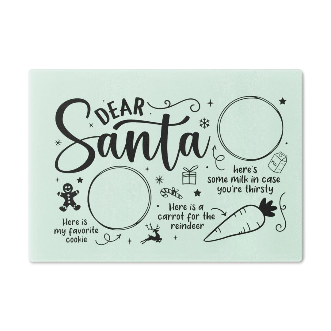 Dear Santa Placemat Cutting Board | Christmas Cookie Milk Carrot Design ...