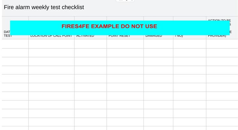 Fire Alarm Weekly Test Checklist Sheet Printable Pdf - Etsy
