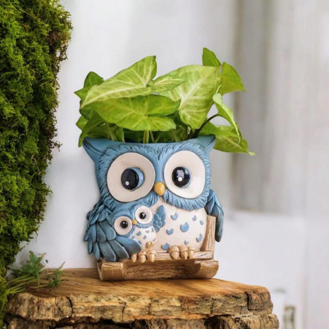 Cute Owl Succulent Planter With Drainage Hole, Small Resin Flower Pot ...