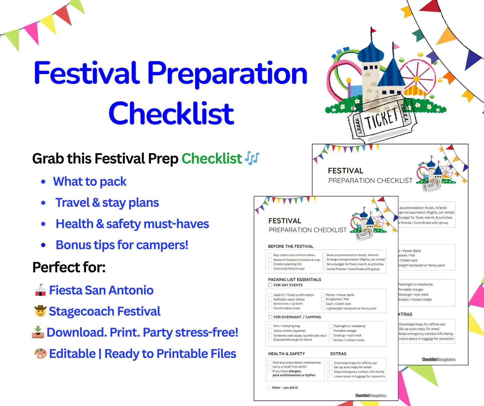 Festival Preparation Checklist Printable | Festival Packing List ...