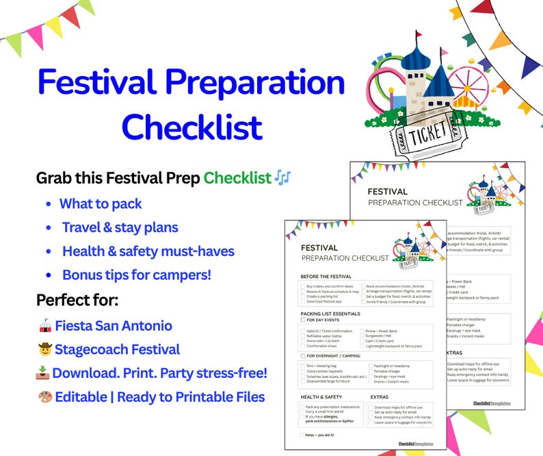 Festival Preparation Checklist Printable | Festival Packing List ...
