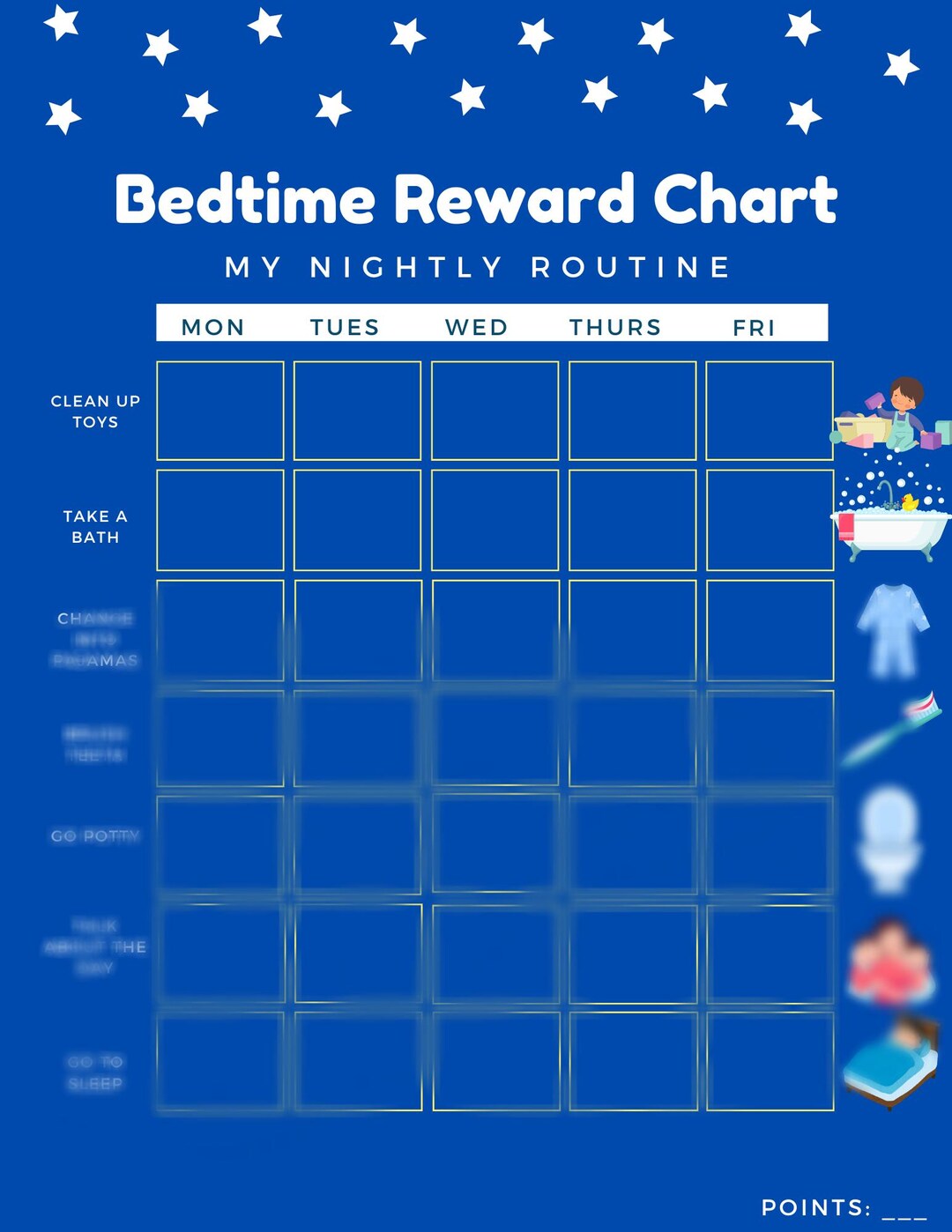 Bedtime Reward Chart - Etsy