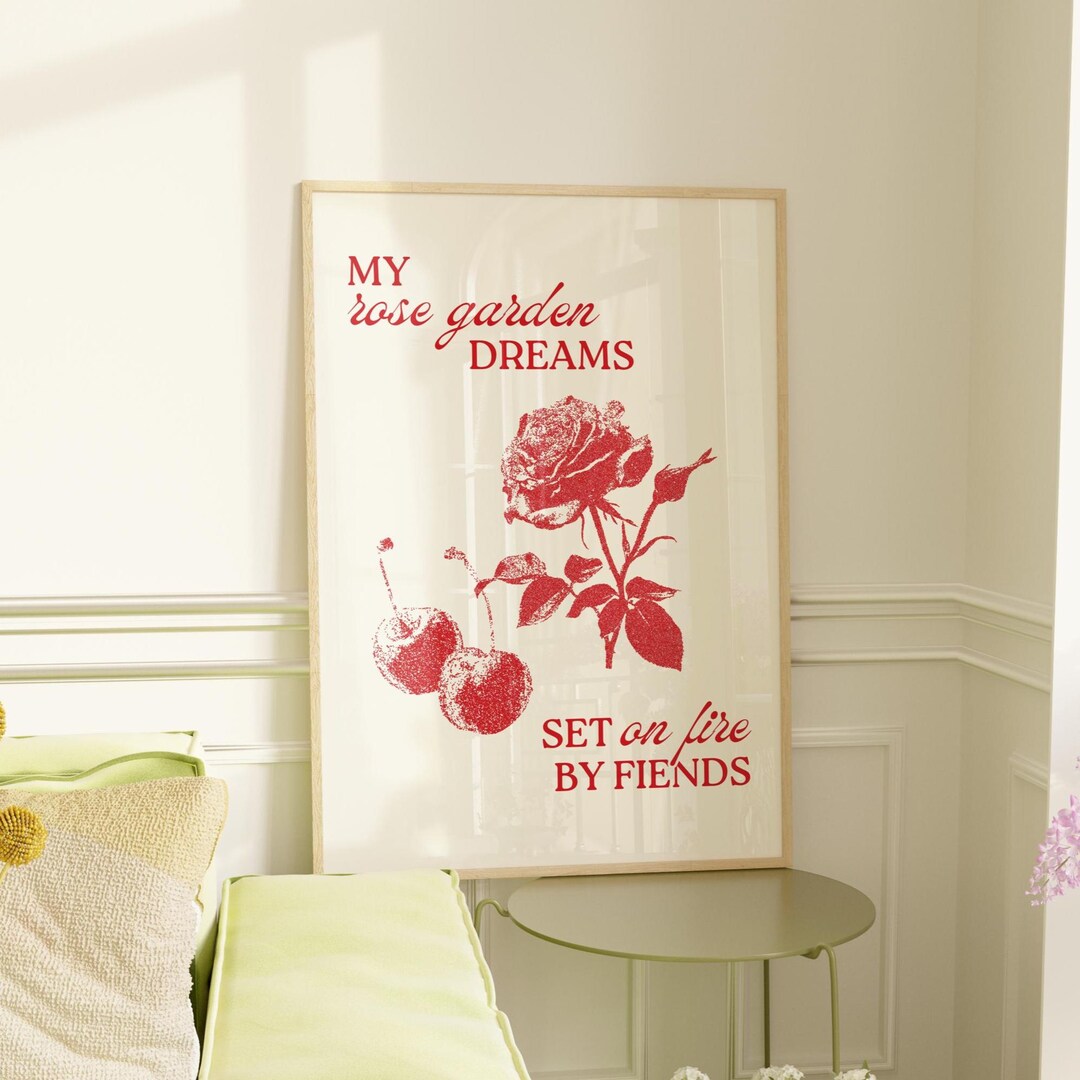 Retro Lana Inspired Poster | Cherry Lyrics Print | Lust for Life Wall ...