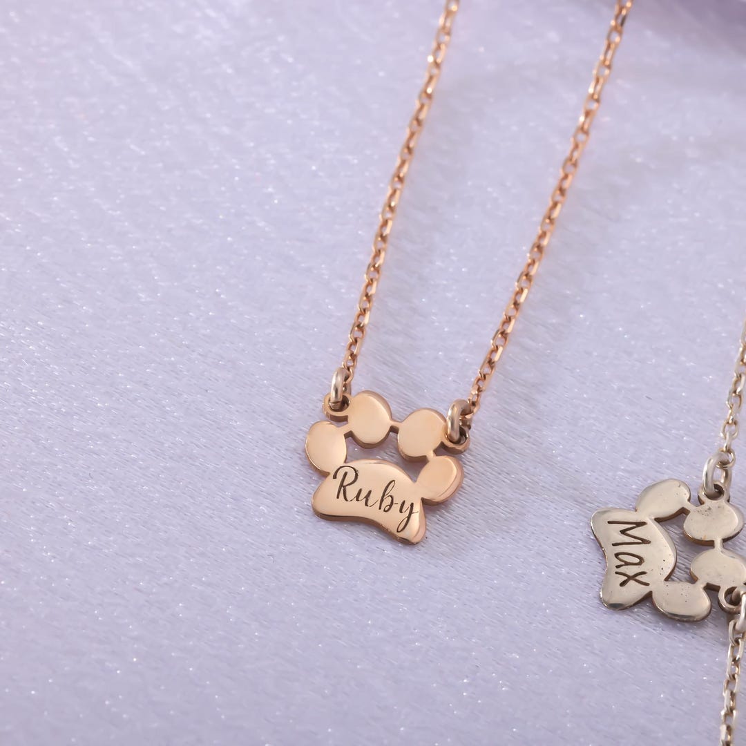 Personalized Paw Print Necklace – Custom Engraved Pet Memorial Jewelry ...
