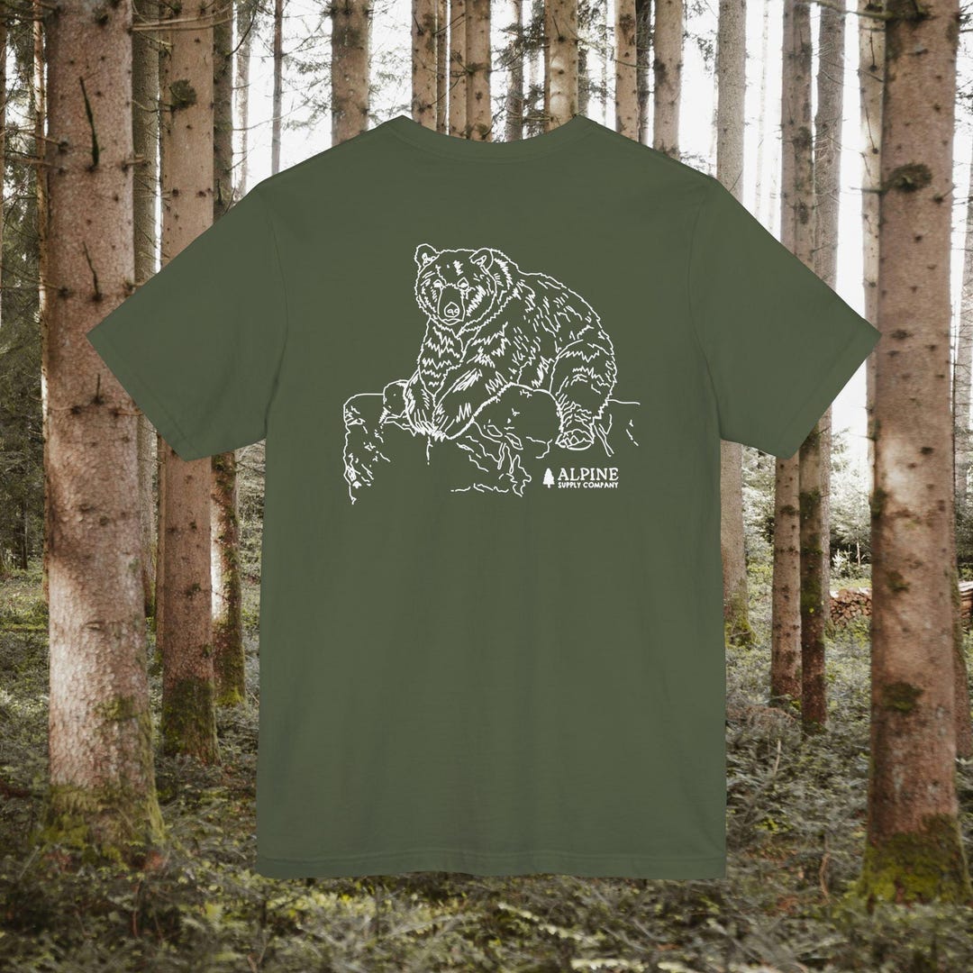 Unisex Two-sided Bear Shirt Hand Drawn Bear Illustration Tee Nature ...
