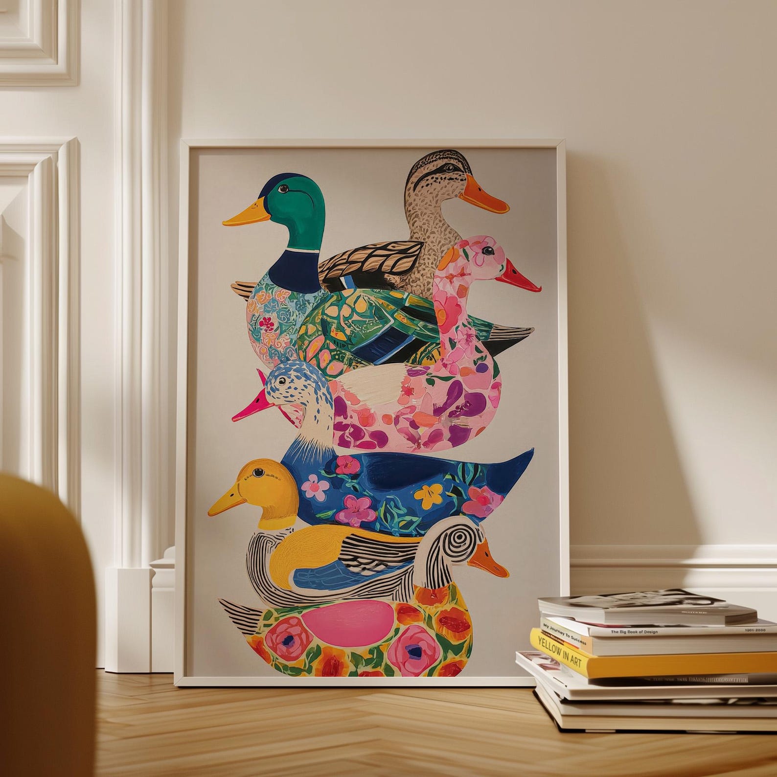 Colorful Duck Stack Wall Art Print: Whimsical Animal Decor, Playful ...
