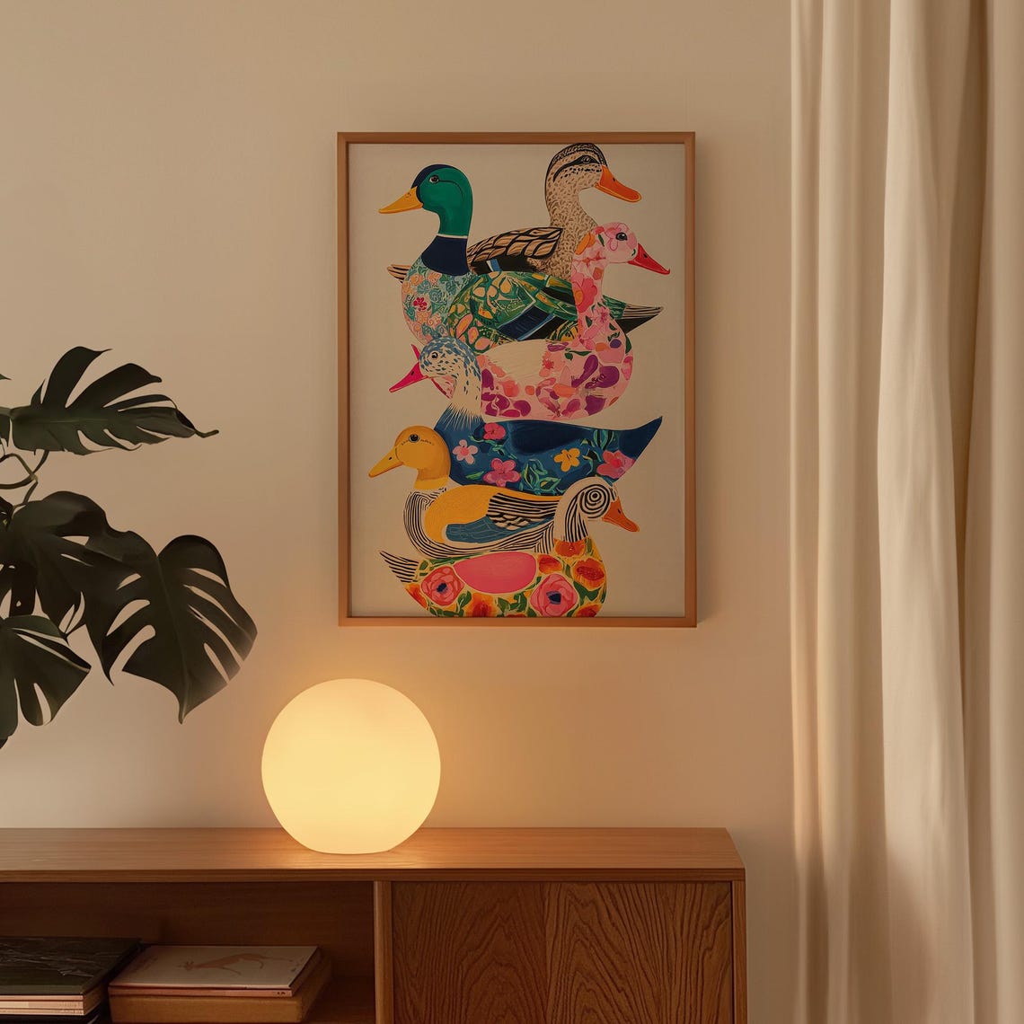 Colorful Duck Stack Wall Art Print: Whimsical Animal Decor, Playful ...