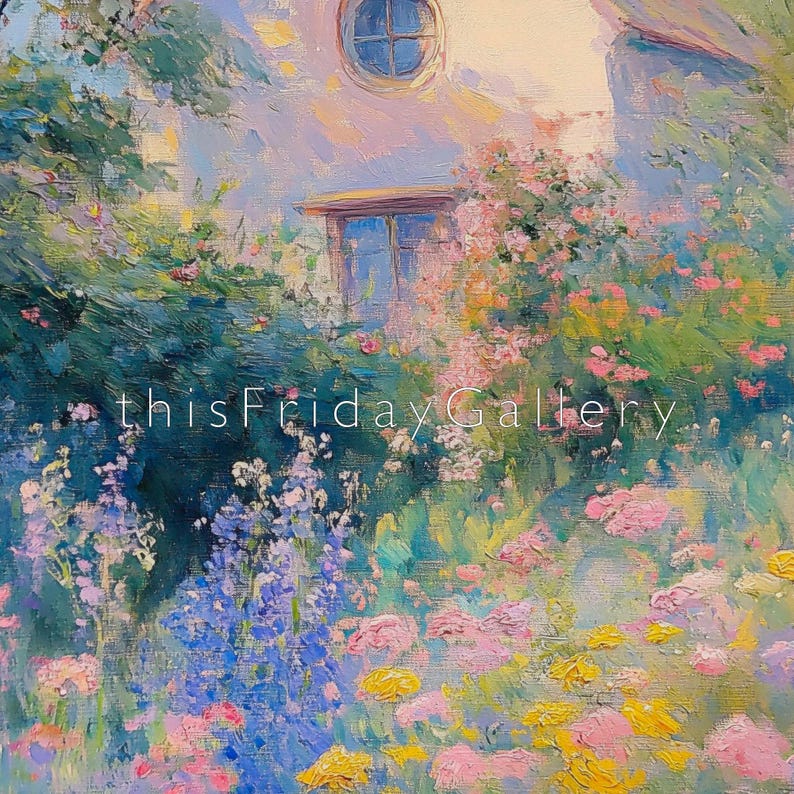 Monet Style French Cottage Oil Painting Art Print, Impressionist Pastel ...