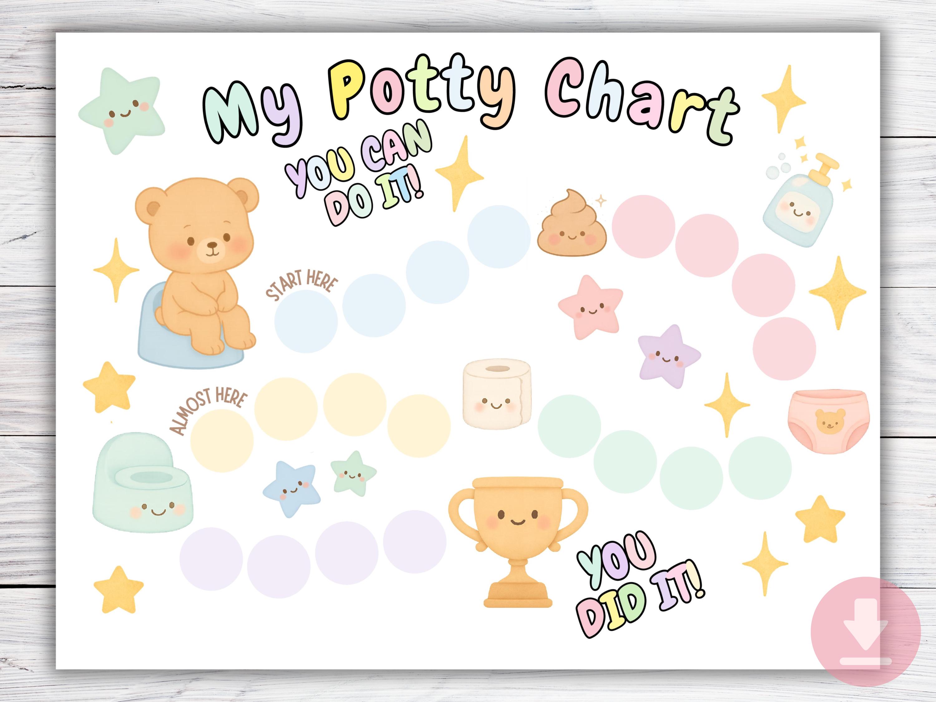 Printable Potty Training Reward Chart: Bear Design + Coloring Page ...
