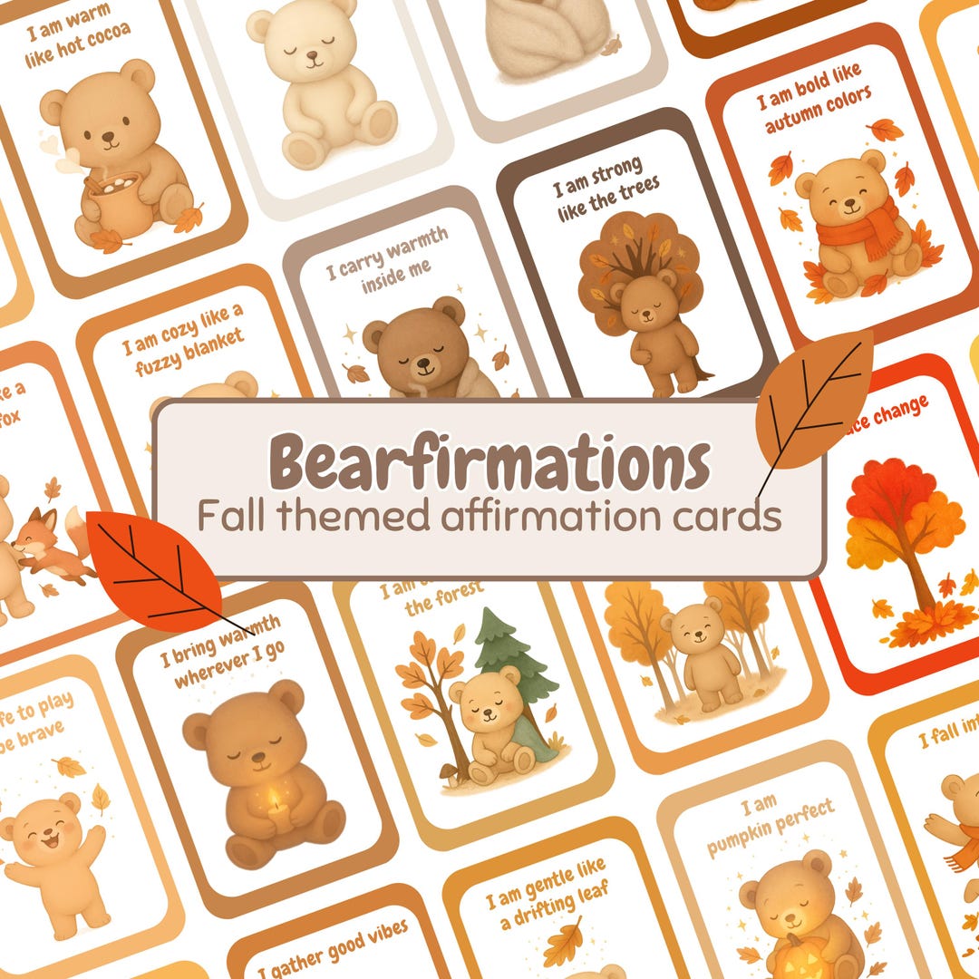 Fall Affirmation Cards for Kids, Cozy Autumn Positive Cards, Printable ...