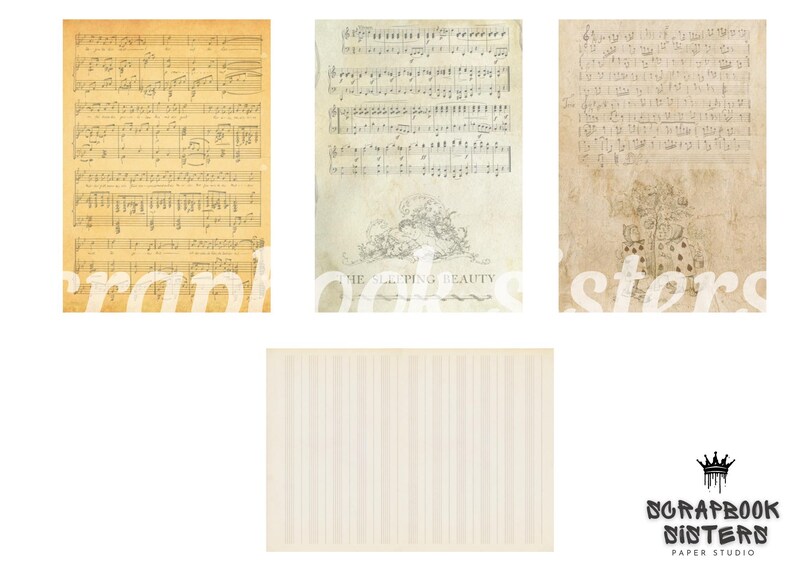 Music Paper – Vintage Printable Sheet Music, Digital Paper for Junk ...