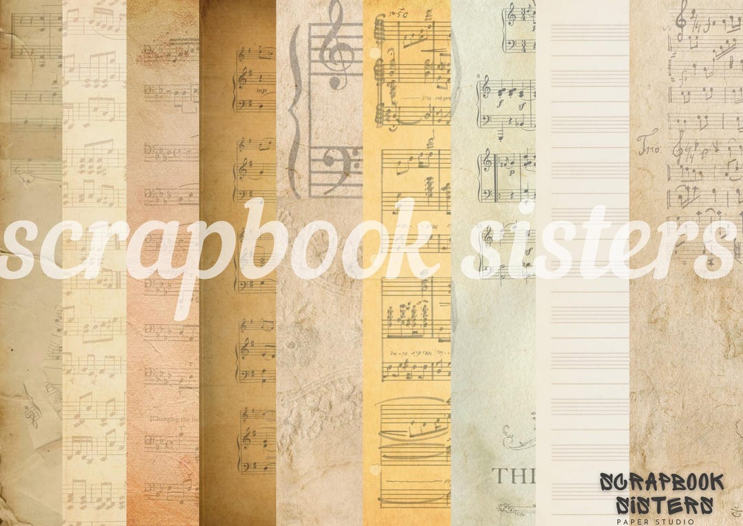 Music Paper – Vintage Printable Sheet Music, Digital Paper for Junk ...