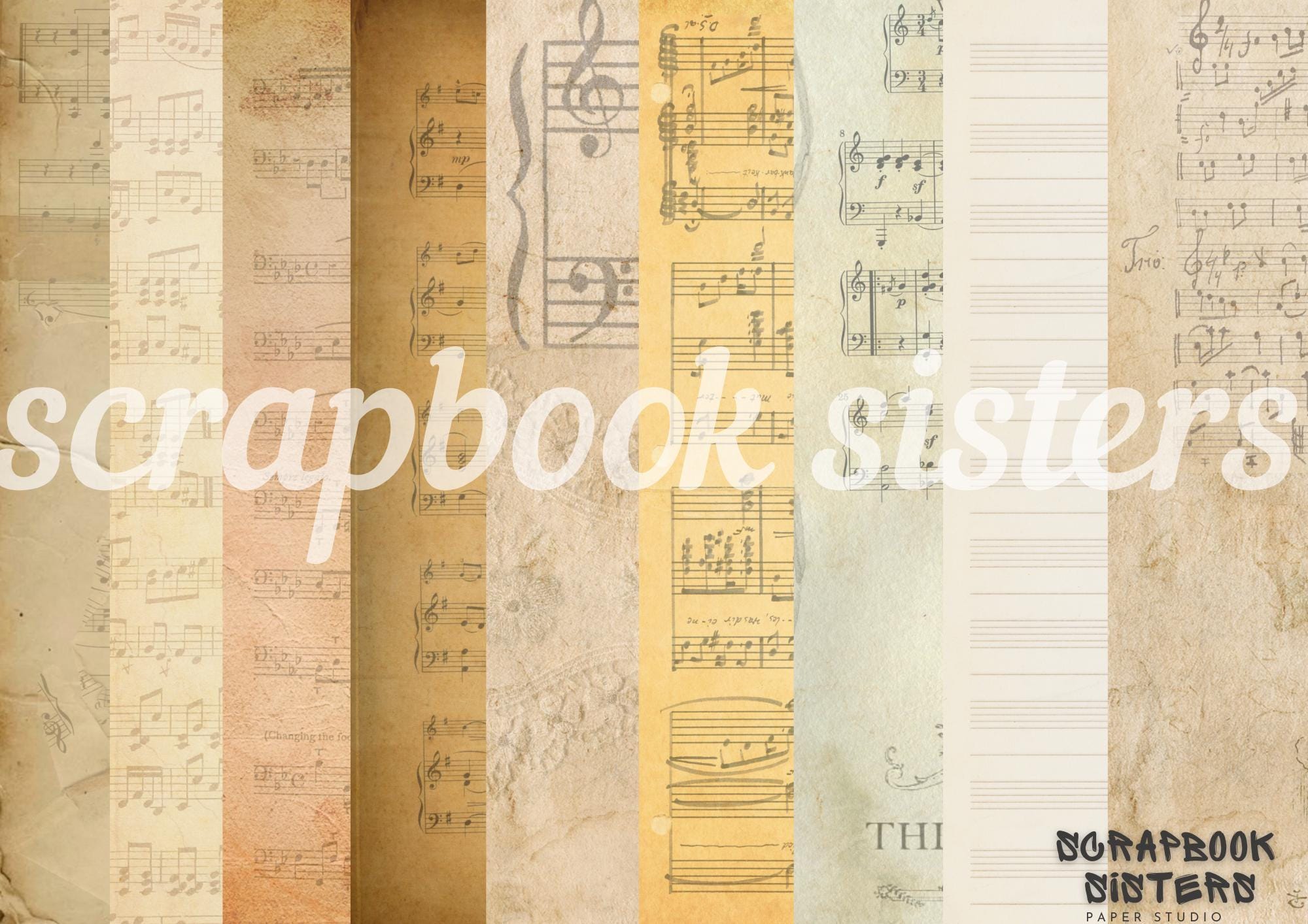 Music Paper – Vintage Printable Sheet Music, Digital Paper for Junk ...