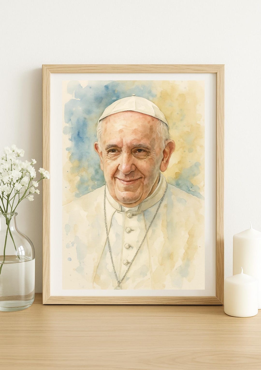 Pope Francis Portrait/watercolor Set• Memorial Catholic Digital Art ...