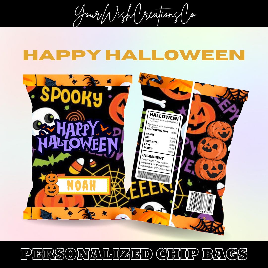 Halloween Chip Bags | Personalized Halloween Party Favors | Spooky ...
