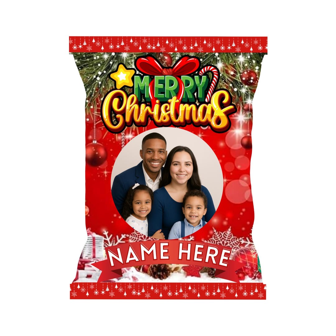 Editable Christmas Chip Bag Template | Personalized Holiday Treat Bag ...