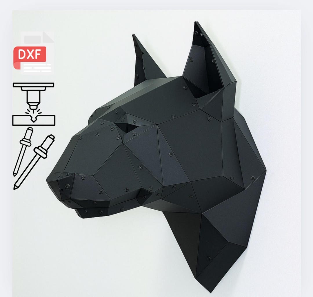 Bull Terrier Head Riveted Model Dxf Laser Cutting Polygonal Pdf Dxf Pdo ...