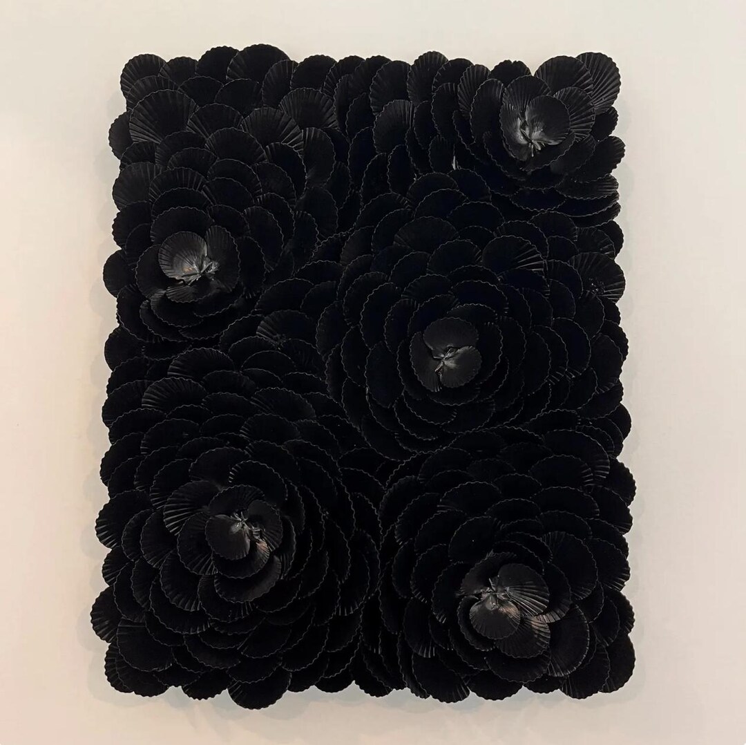Hand Made Hamptons Black Floral Shell Art - Etsy