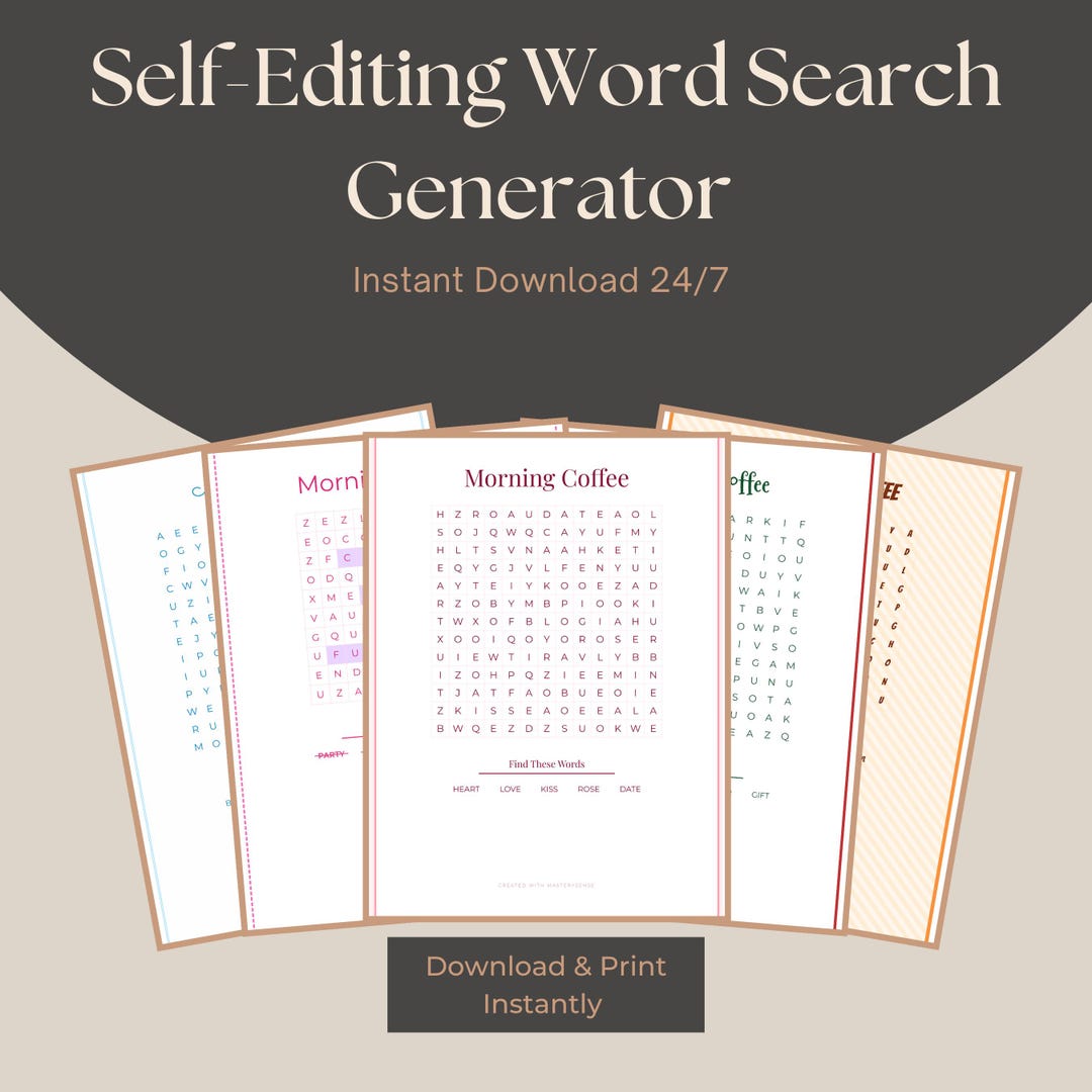 Custom Word Search Generator | DIY Puzzle Maker | 300 DPI Printable ...