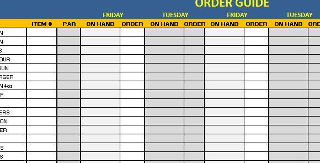 Deluxe Order Guide System for Restaurants With FREE Shelf Life Chart - Etsy