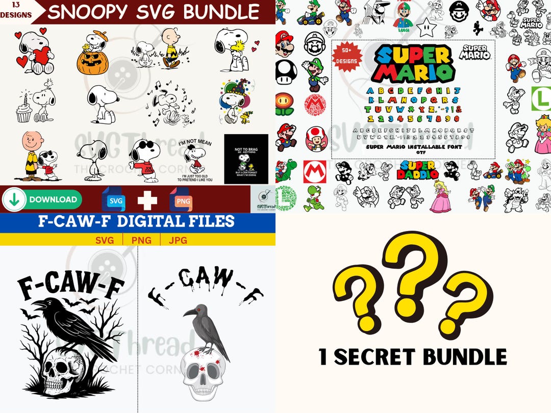 Snoopy Mega SVG Bundle| Peanuts Cartoon Clipart | Super Mario and F-CAW ...