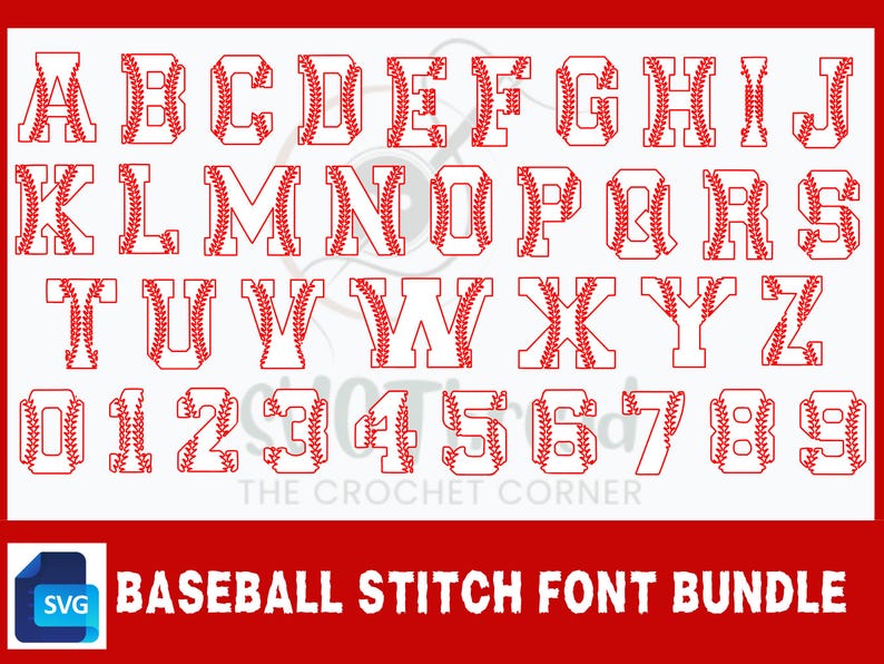Baseball Stitch Font SVG Bundle: Cricut & Silhouette Alphabet (digital ...